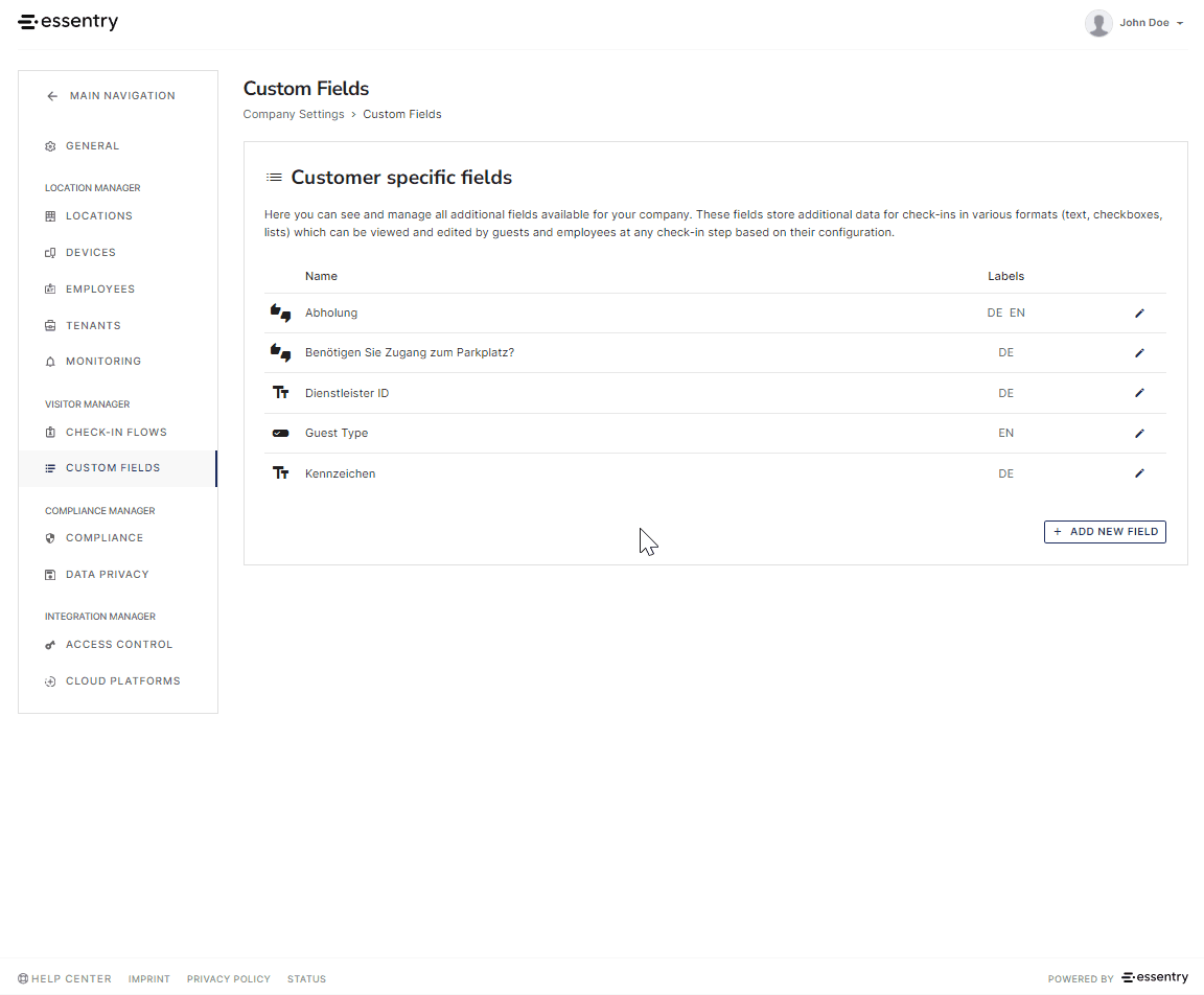 Creating And Using Custom Fields Essentry User Guide